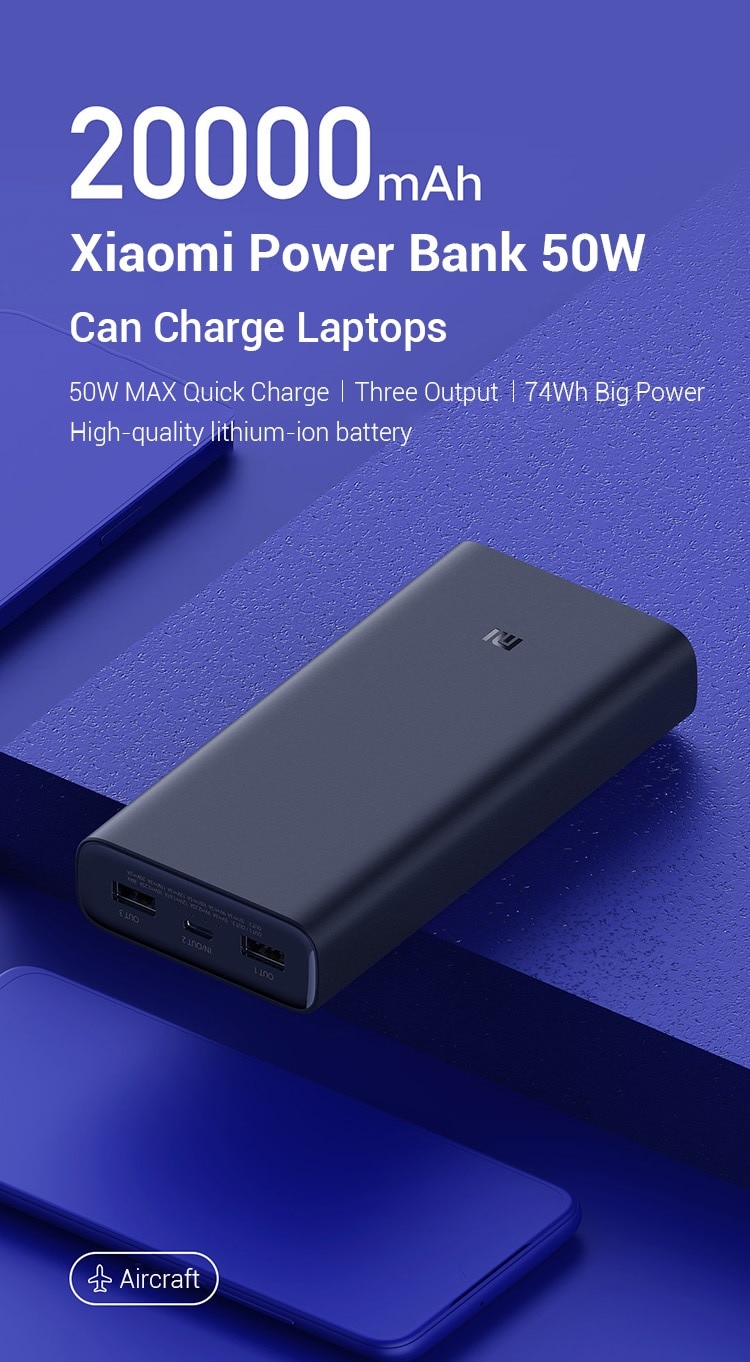 Xiaomi Power Bank 3 Pro 20000mAh 50W Portable Charger USB Type C PD Battery Pack eBay